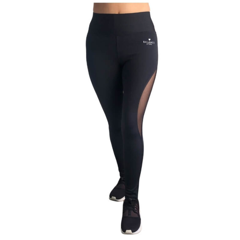 Licra/Leggins Negra con Malla para Entrenar de Mujer - Balance Sport ...